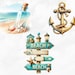 Watercolor Nautical Collection Clipart, 14 PNG Beach Clipart, Travel ...