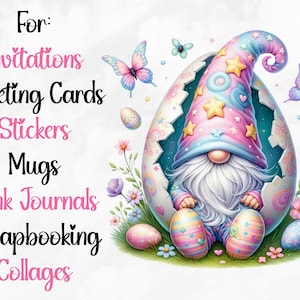 Watercolor Easter Egg Gnome Collection Clipart, 11 PNG Easter Clipart ...