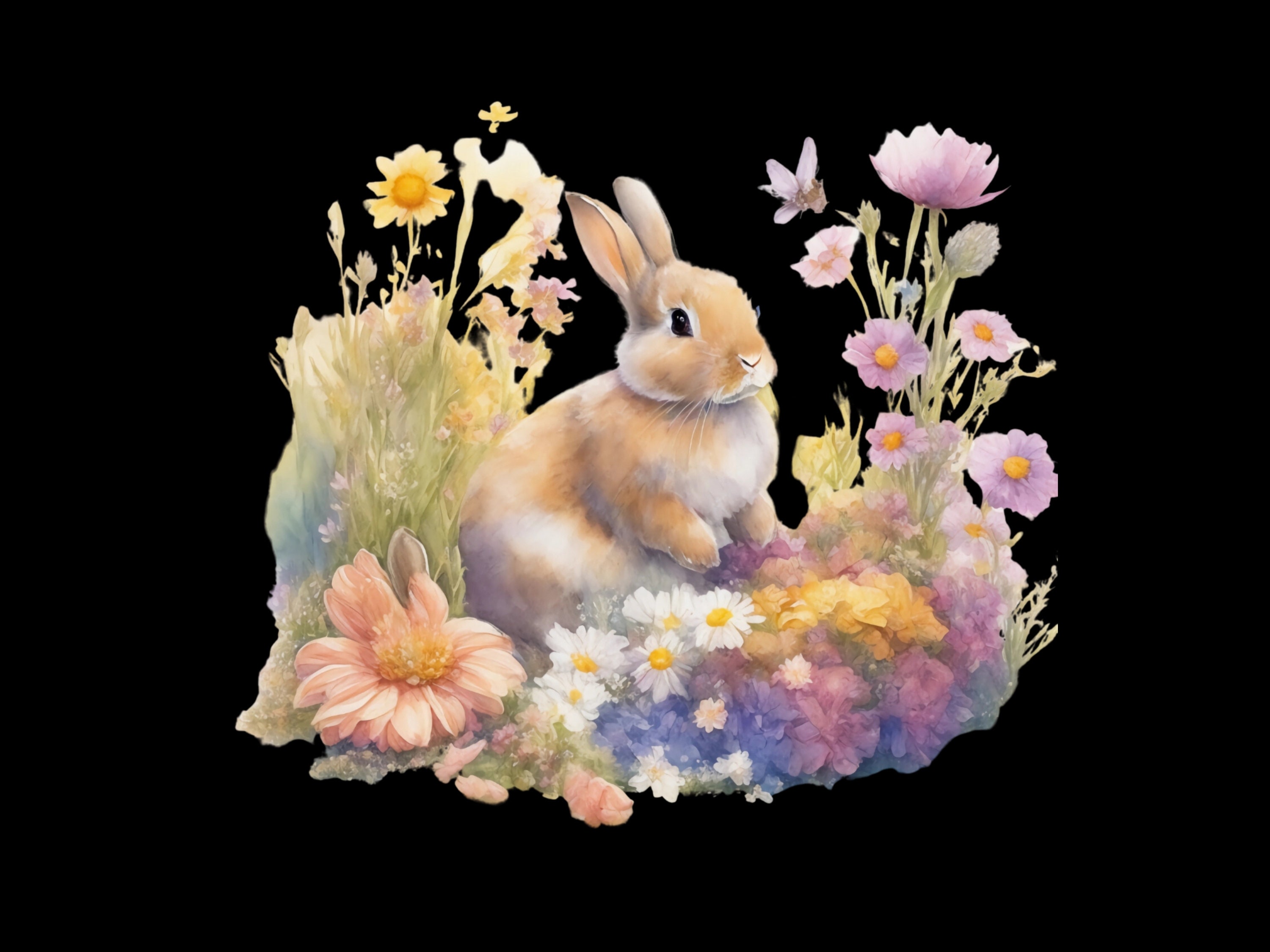 Watercolor Floral Bunnies Clipart 4 PNG Bunnies With Flowers - Etsy