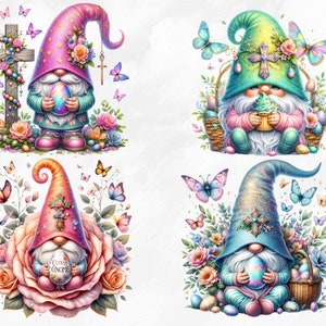 Watercolor Easter Gnome Collection Clipart, 25 PNG Easter Clipart ...