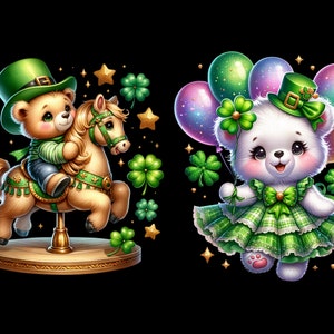 Watercolor St Patricks Teddy Bear Clipart, 11 PNG St Patricks Day ...