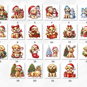 Watercolor Christmas Puppy Collection Clipart, 22 PNG Cute Puppy ...