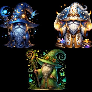 Watercolor Wizard Gnomes Collection Clipart, 15 PNG Gnome Clipart ...