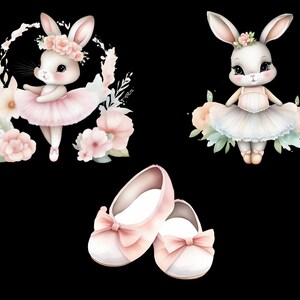 Watercolor Ballerina Bunny Collection Clipart, 15 PNG Ballet Bunnies ...