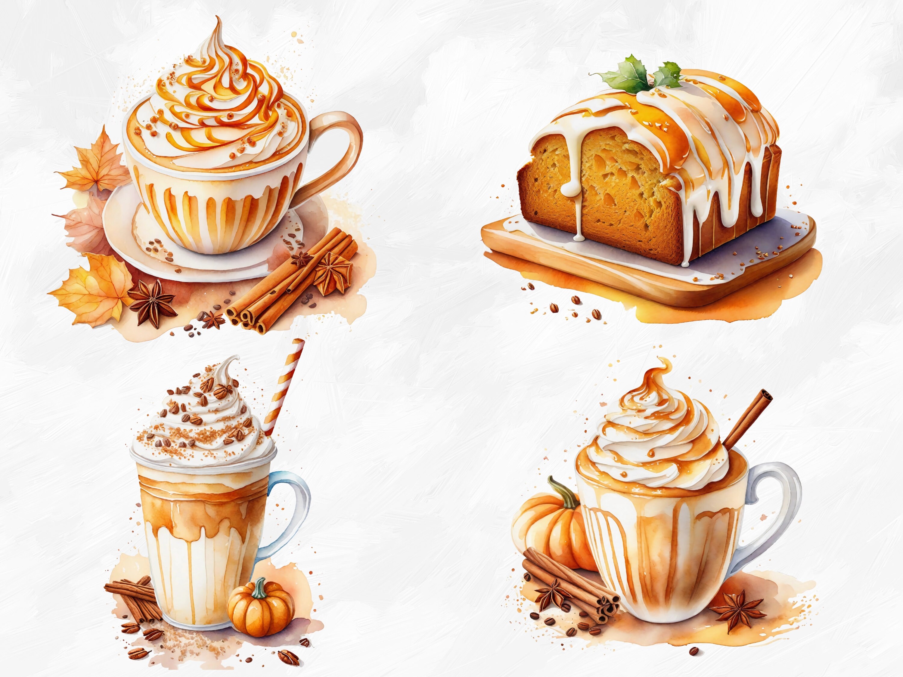 35 PNG Watercolor Pumpkin Spice Collection Clipart Sweet - Etsy