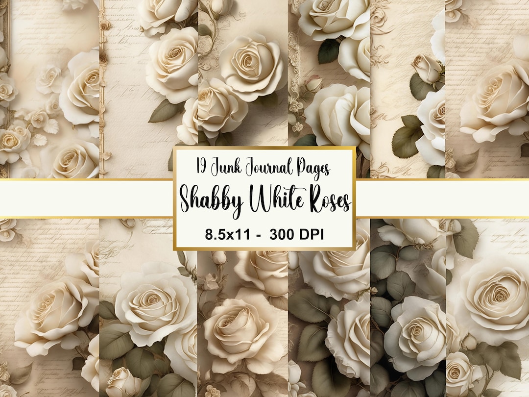 Printable Vintage Floral Digital Paper, Printable Shabby Pages, Rose ...