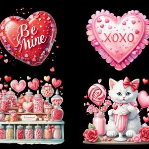 Watercolor Cute Valentines Candy Shop Clipart, 23 PNG Valentines Day ...