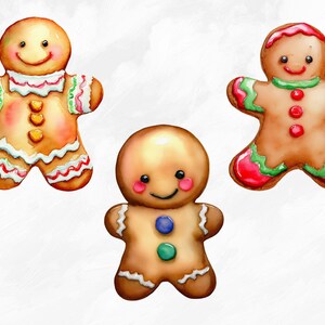 Watercolor Gingerbread Men Clipart, 11 PNG Gingerbread Clipart, Festive ...
