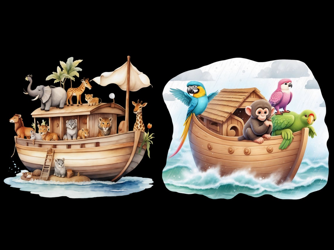 Watercolor Noah's Ark Collection Clipart, 9 PNG Noah's Ark Clipart ...