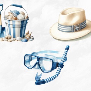 Watercolor Beach Day Collection Clipart, 18 PNG Beach Clipart, Summer ...