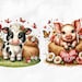 Watercolor Valentines Farm Animals Collection Clipart, 11 PNG ...
