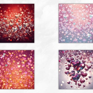 Bokeh Valentine Digital Paper, Printable Valentine, Romantic Heart ...