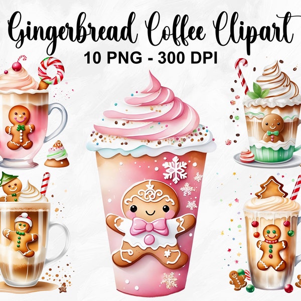 Gingerbread Coffee Clipart - Etsy