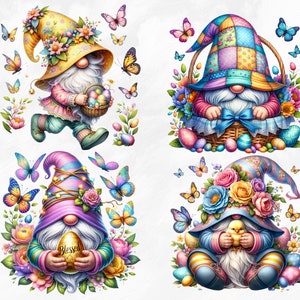 Watercolor Easter Gnome Collection Clipart, 25 PNG Easter Clipart ...