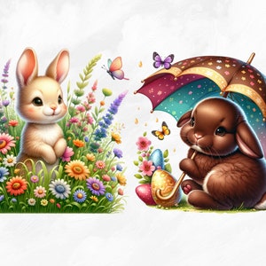 Watercolor Peeking Bunny Collection Clipart, 11 PNG Easter Clipart ...