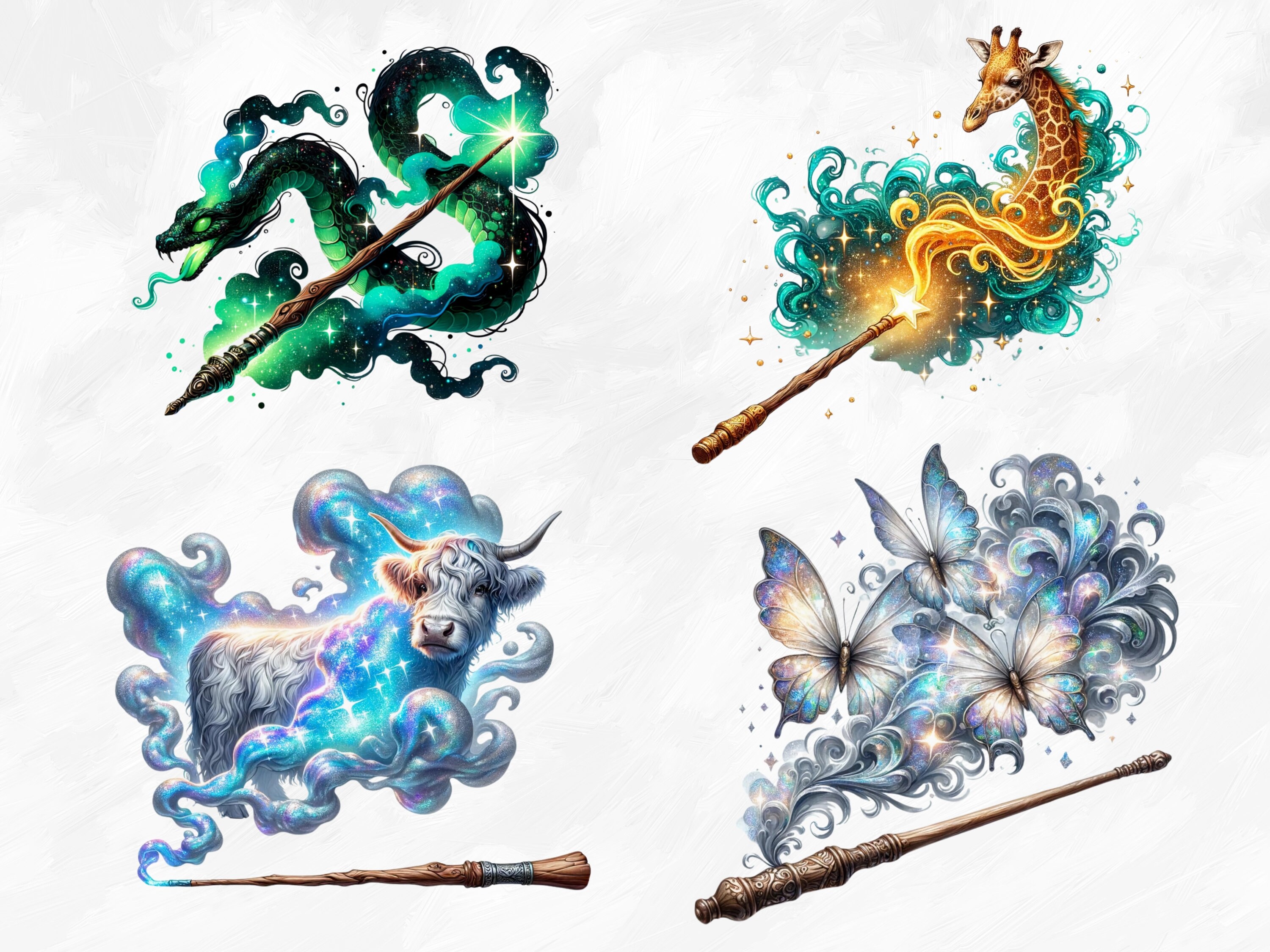 Watercolor Wizard School Animals Collection Clipart, 24 PNG Halloween ...