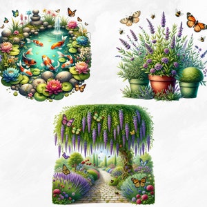 Watercolor Spring Garden Collection Clipart, 11 PNG Spring Floral ...
