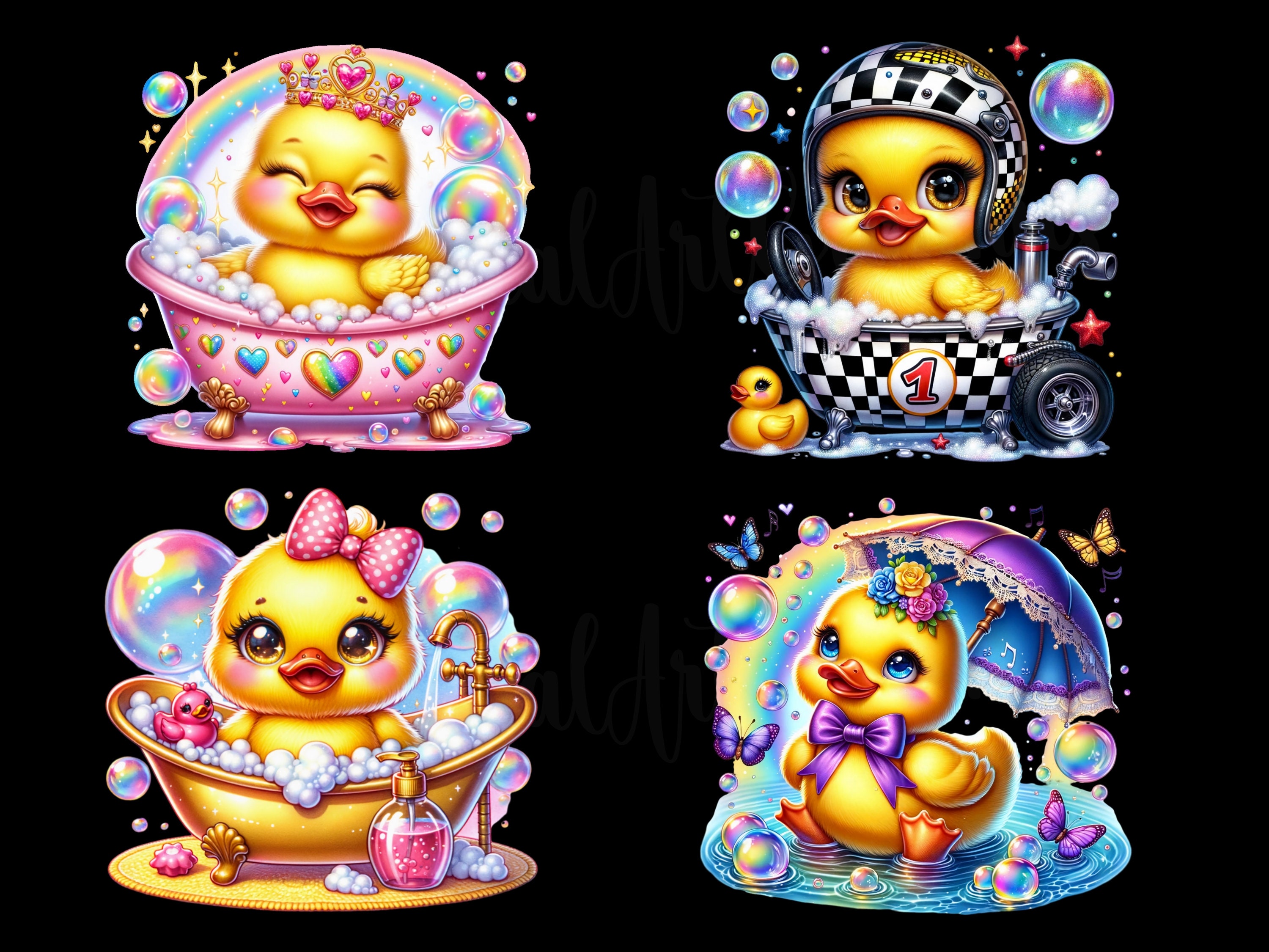 Watercolor Rubber Ducks Clipart, 22 PNG Rubber Ducks Clipart, Cute ...