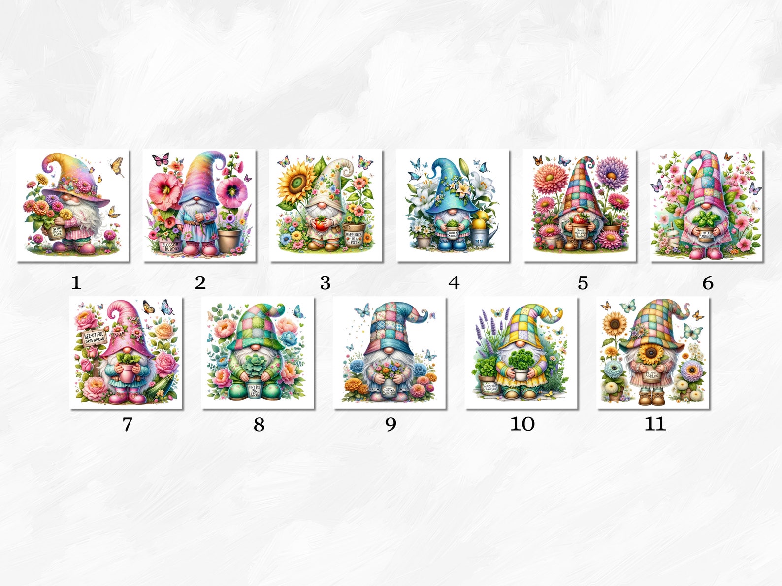 Watercolor Spring Garden Gnomes Clipart, 11 PNG Garden Gnome Clipart ...