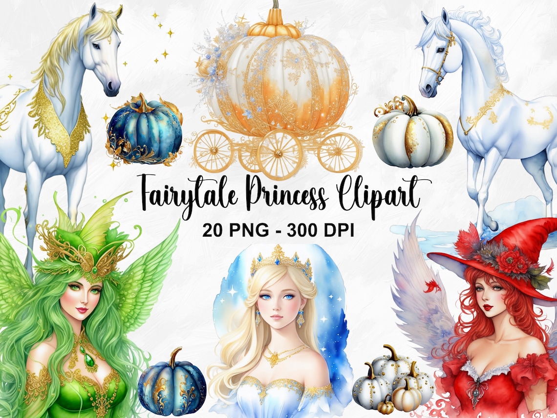 Watercolor Magical Fairytale Princess Clipart Fairy Tale - Etsy