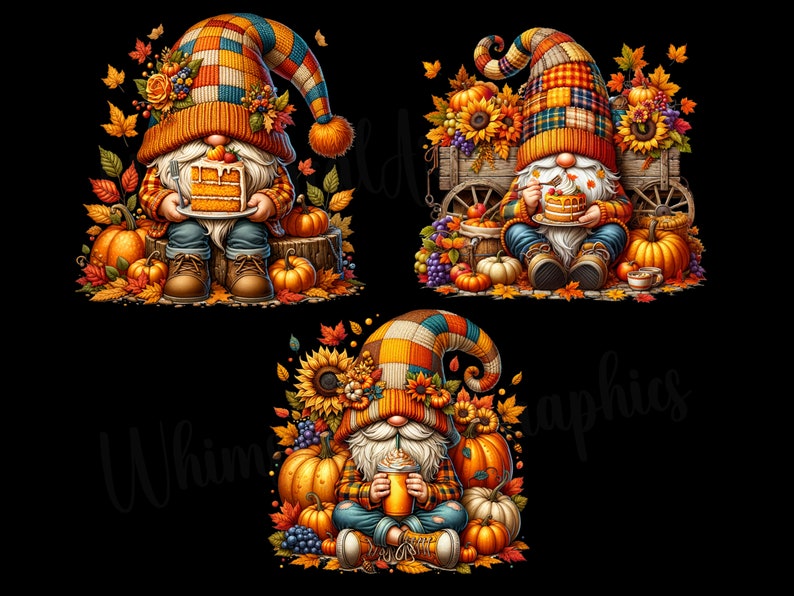 Watercolor Hello Fall Gnomes Collection Clipart, 15 PNG Autumn Clipart ...
