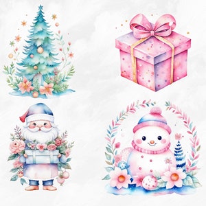 Watercolor Pastel Christmas Collection Clipart, 30 PNG Pastel Christmas ...