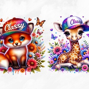 Watercolor Cute Sassy Animals Collection Clipart, 12 PNG Safari Animal ...