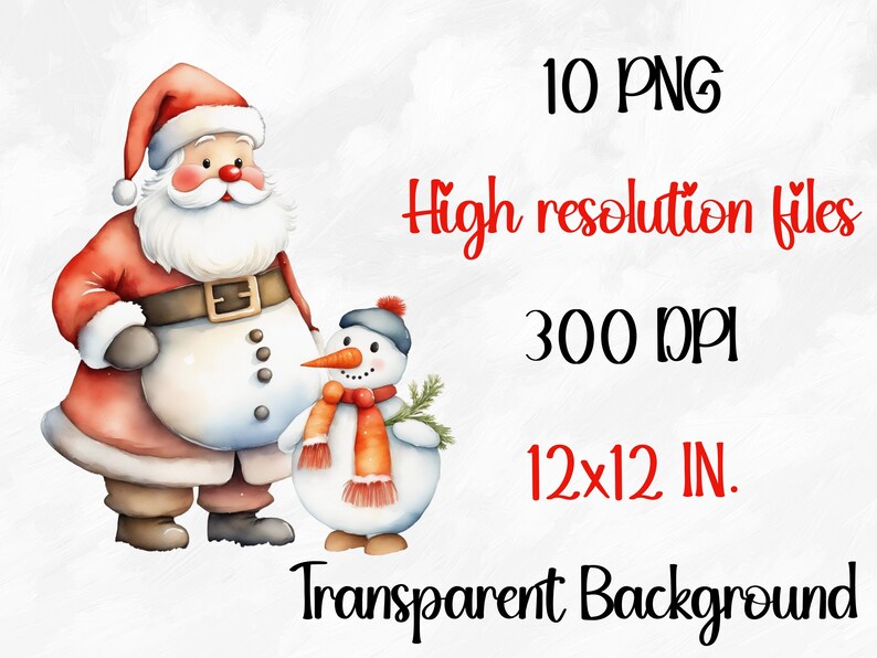 Watercolor Santa Claus Clipart 10 PNG Christmas Santa Claus - Etsy