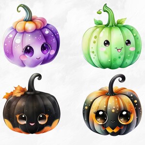Watercolor Halloween Pumpkin Patch Cuties Clipart, 28 PNG Halloween ...
