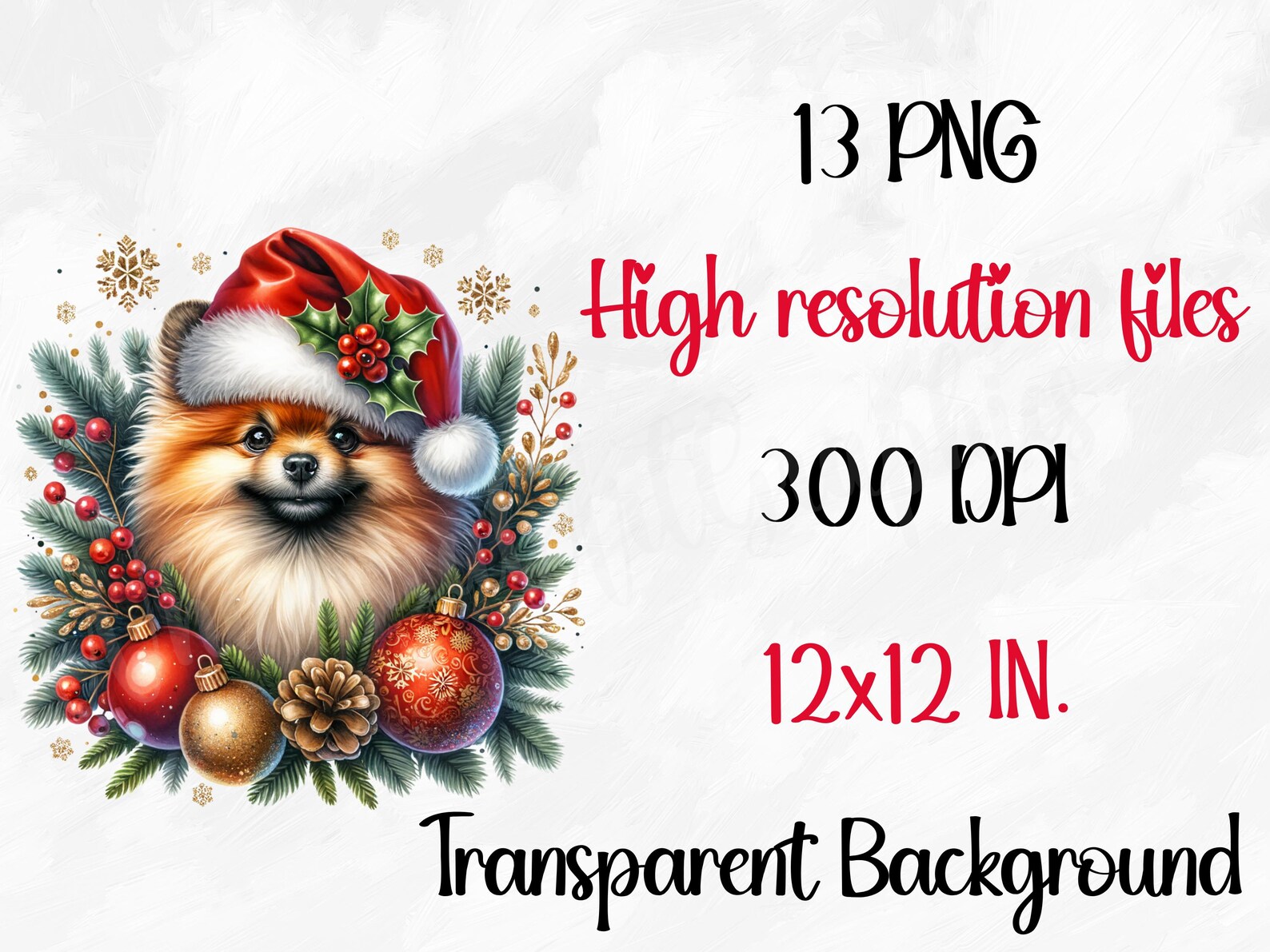 Watercolor Christmas Puppies Collection Clipart, 13 PNG Christmas ...