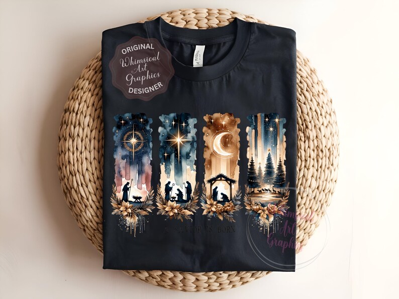 A Savior is Born PNG, Christmas Sublimation, Bow Nativity PNG ...