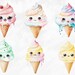 Watercolor Kawaii Ice Cream Clipart, 30 PNG Ice Cream Clipart, Kawaii ...