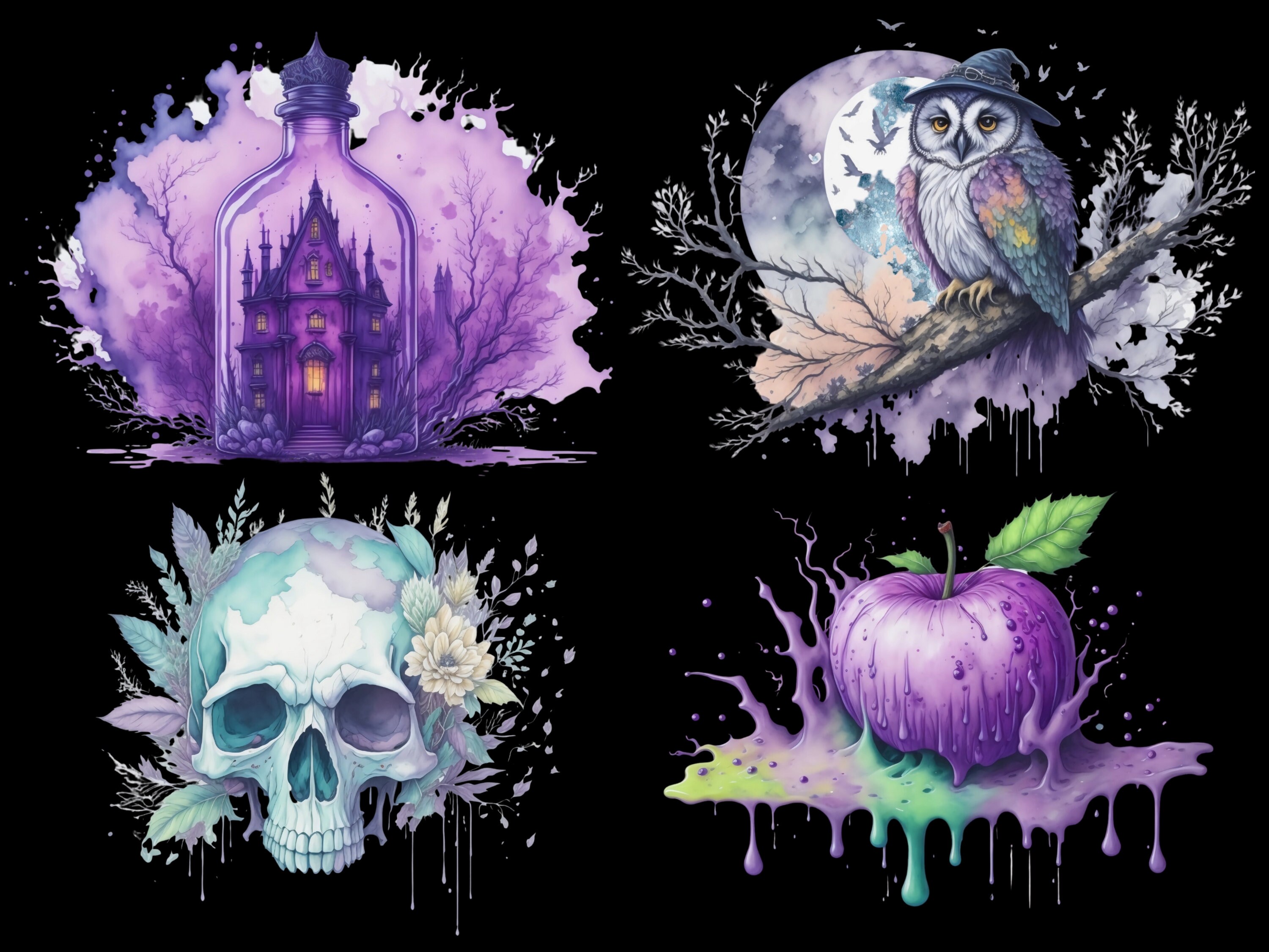 Watercolor Pastel Witch Clipart 40 PNG Watercolor Witch - Etsy