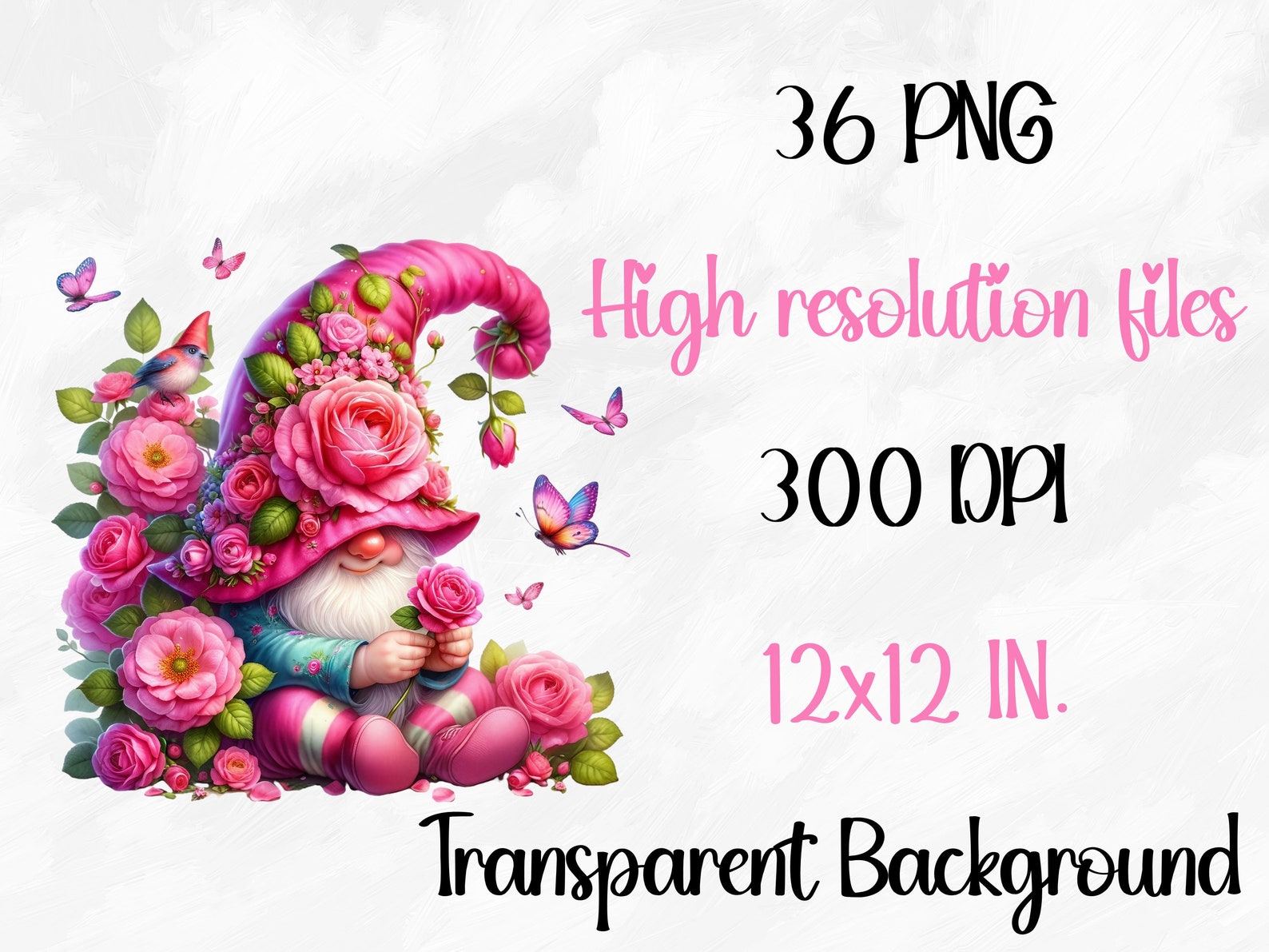 Watercolor Birth Month Flower Gnomes Clipart, 36 PNG Garden Gnome ...