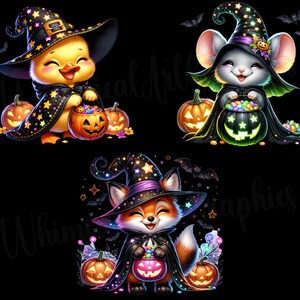 Watercolor Halloween Animals Collection Clipart, 14 PNG Halloween ...