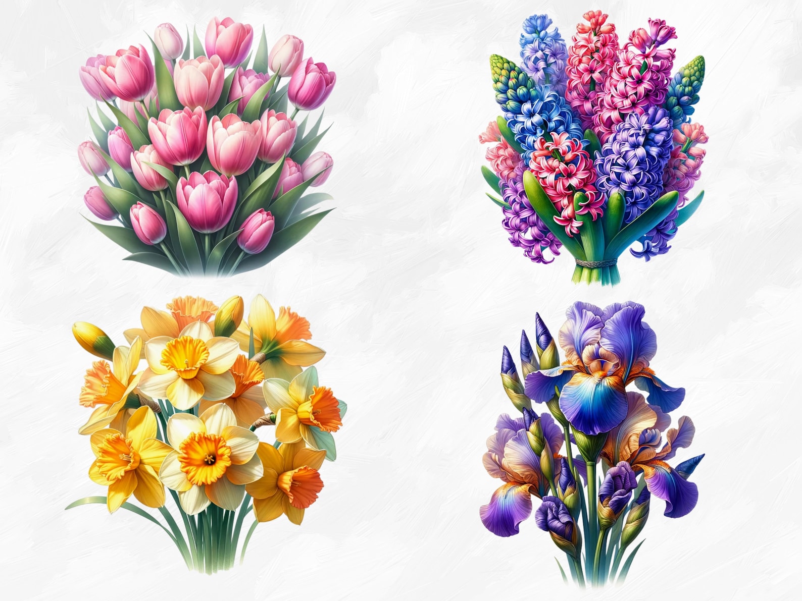 Watercolor Spring Flower Collection Clipart, 25 PNG Floral Clipart ...