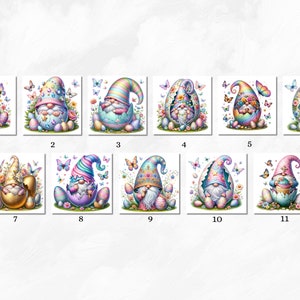 Watercolor Easter Egg Gnome Collection Clipart, 11 PNG Easter Clipart ...