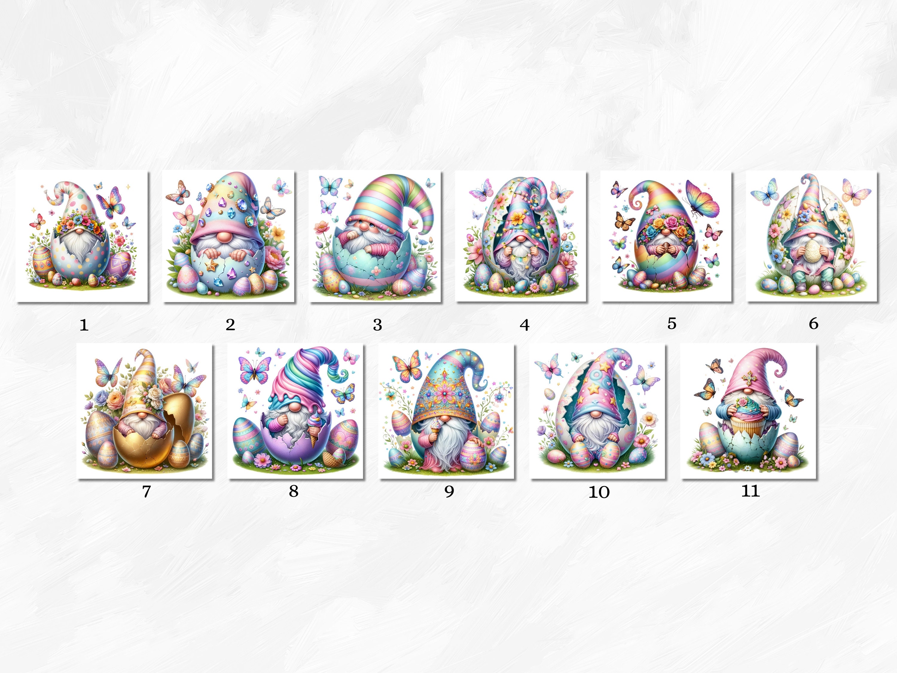Watercolor Easter Egg Gnome Collection Clipart, 11 PNG Easter Clipart ...