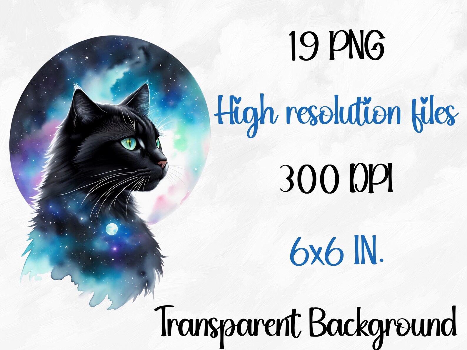 Watercolor Celestial Witchy Cats Clipart 19 PNG Celestial - Etsy