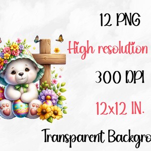 Watercolor Easter Teddy Bears Collection Clipart, 12 PNG Easter Clipart ...