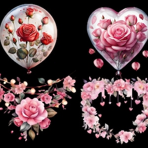 Watercolor Valentine's Day Clipart, 31 PNG Valentine's Day Pink & Red ...