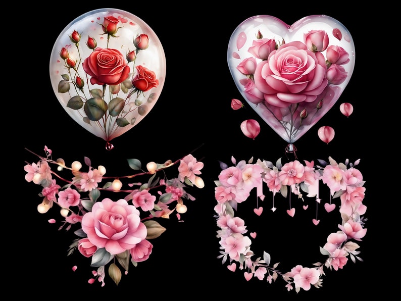 Watercolor Valentine's Day Clipart, 31 PNG Valentine's Day Pink & Red ...