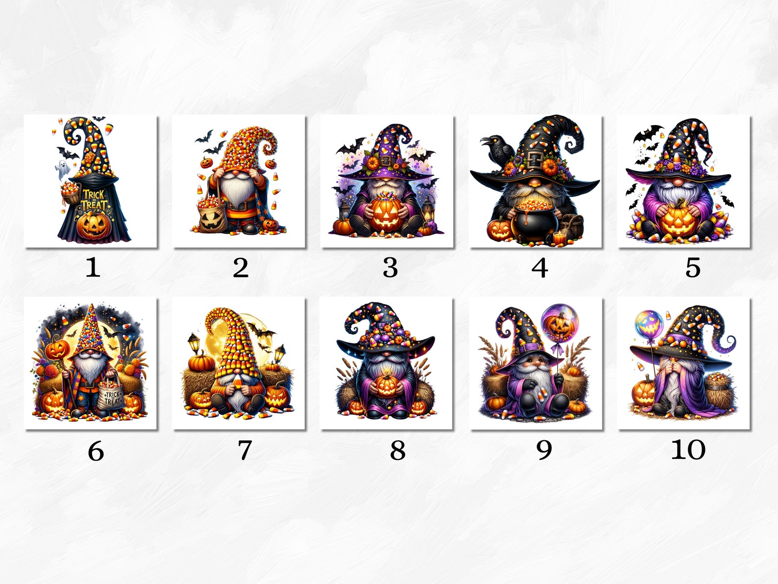 Watercolor Candy Corn Gnomes Collection Clipart, 10 PNG Halloween ...