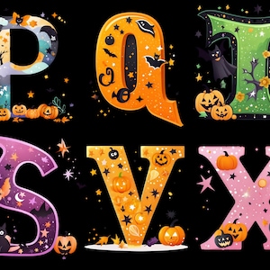 Halloween Alphabet Clipart, 26 PNG Halloween Doodle Letters Clipart ...