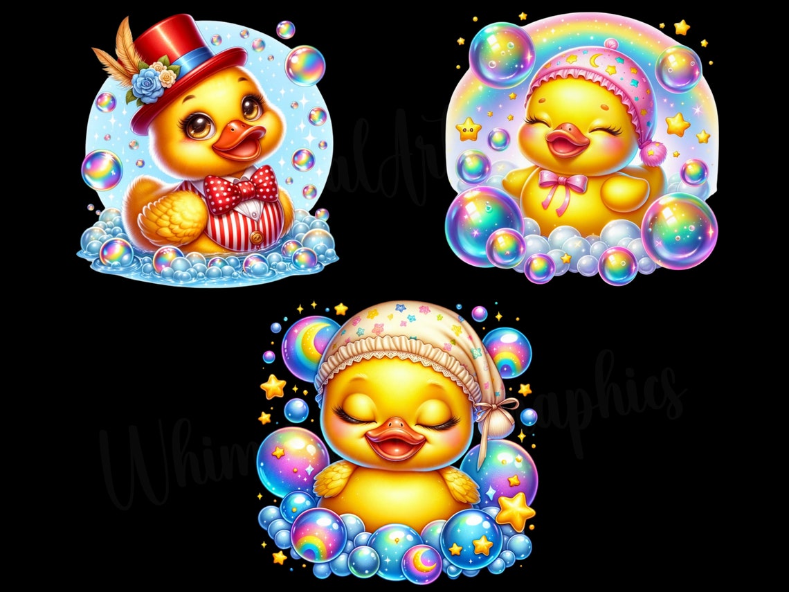 Watercolor Nursery Rubber Ducks Collection Clipart, 14 PNG Duck Clipart ...