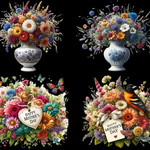 Watercolor Mothers Day Flowers Collection Clipart, 24 PNG Wildflower ...