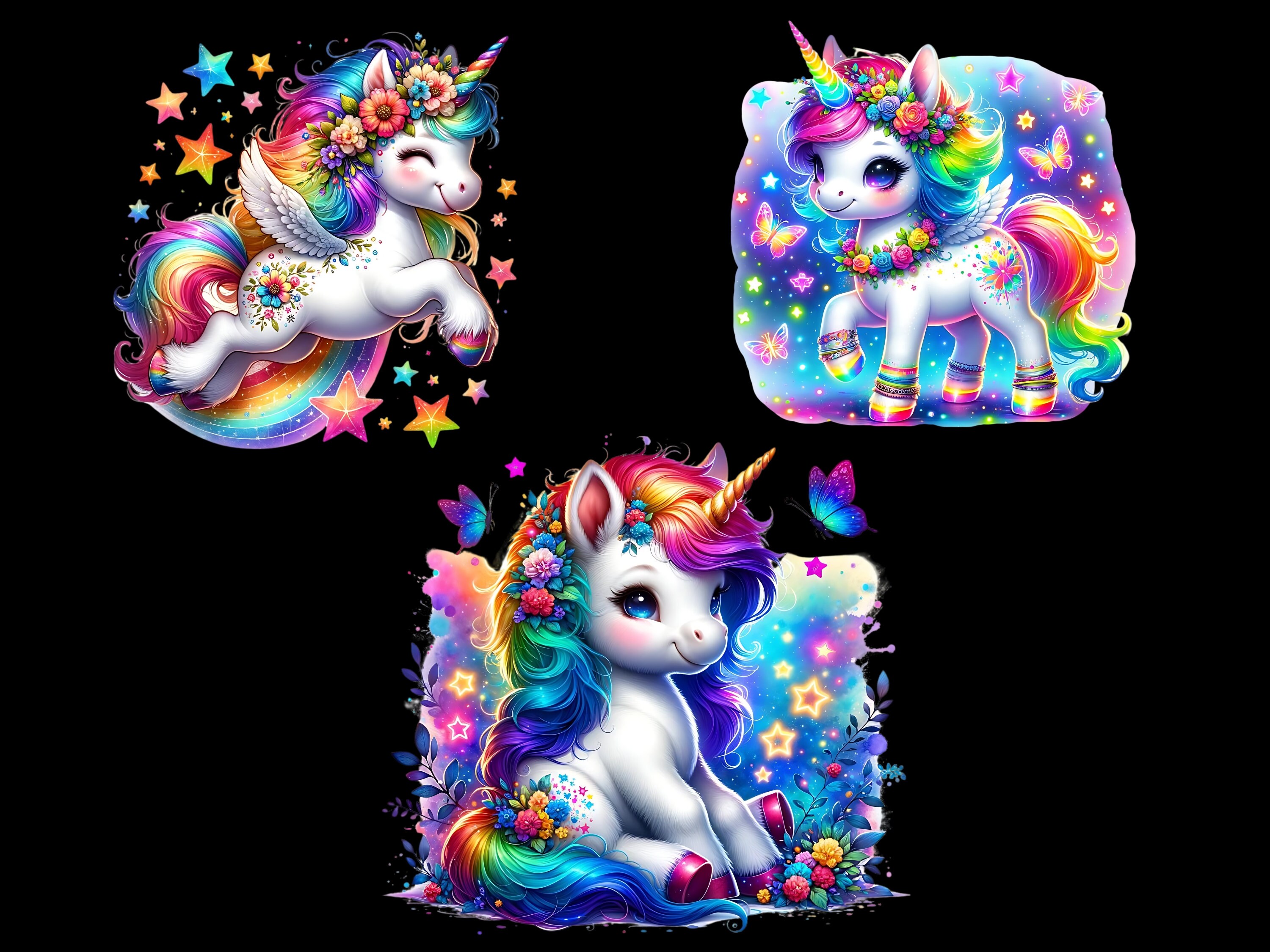 Watercolor Baby Unicorn Collection Clipart, 15 PNG Unicorn Clipart ...