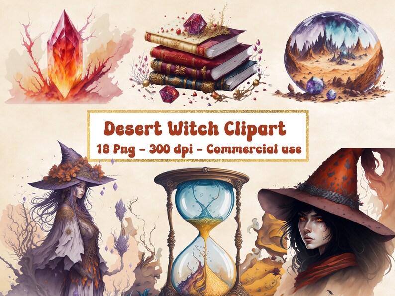 Watercolor Desert Witch Clipart Watercolor Witch Clipart - Etsy