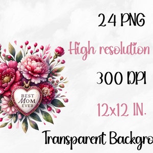 Watercolor Mothers Day Flowers Collection Clipart, 24 PNG Wildflower ...