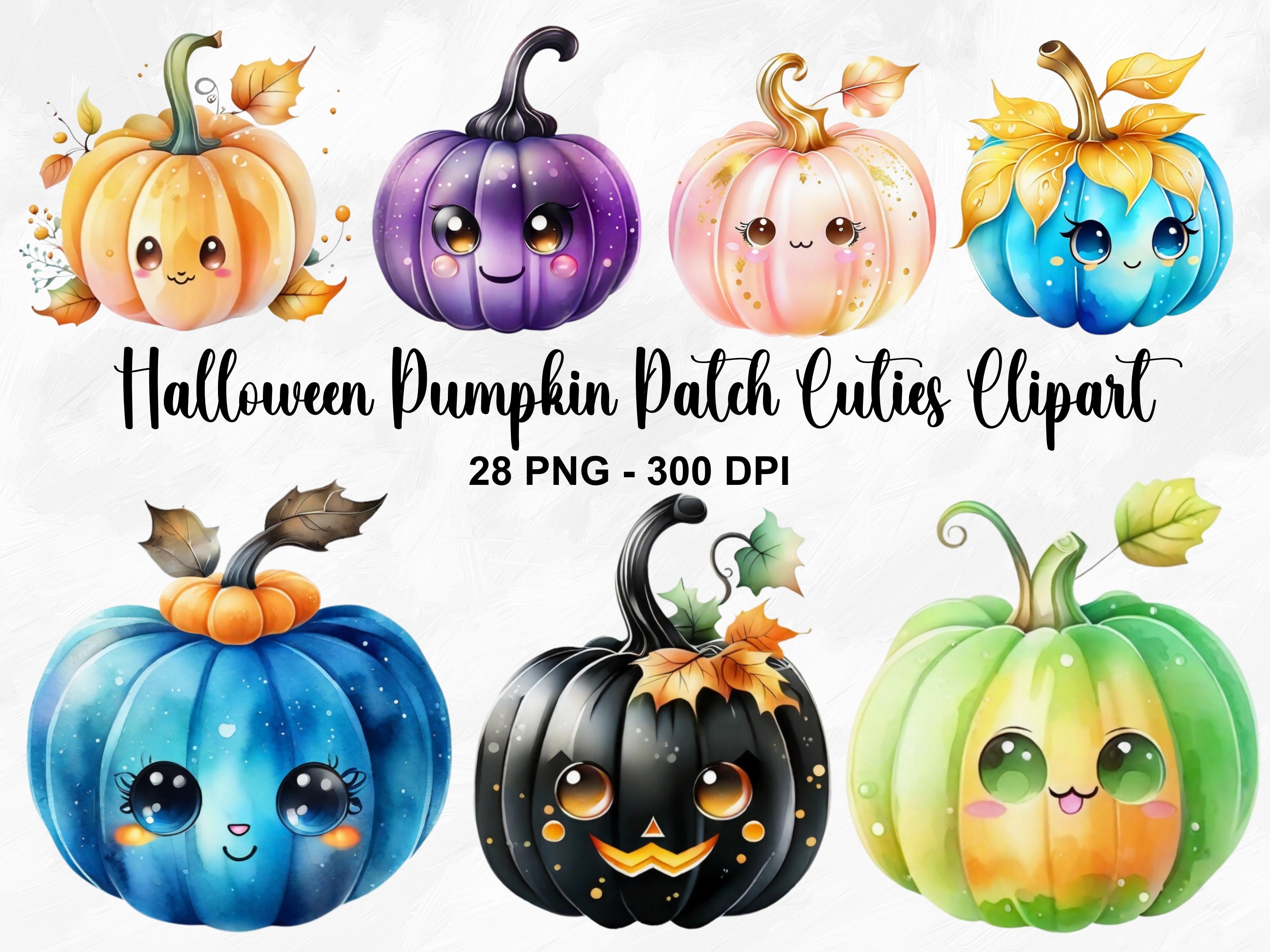 Watercolor Halloween Pumpkin Patch Cuties Clipart 28 PNG - Etsy